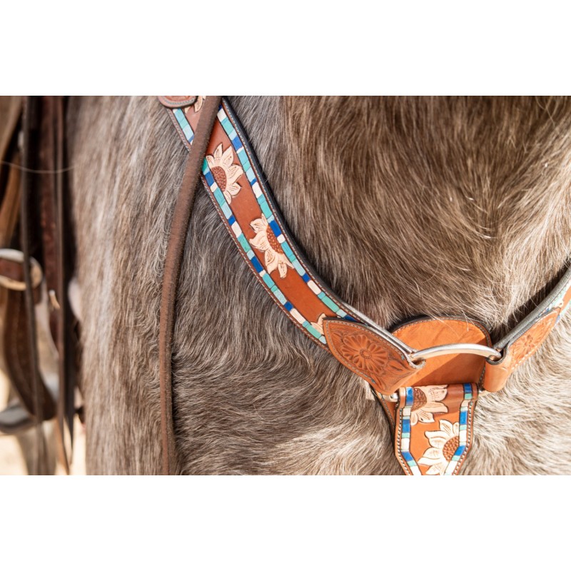 Painted Sunflower Headstall and Breast Collar Set