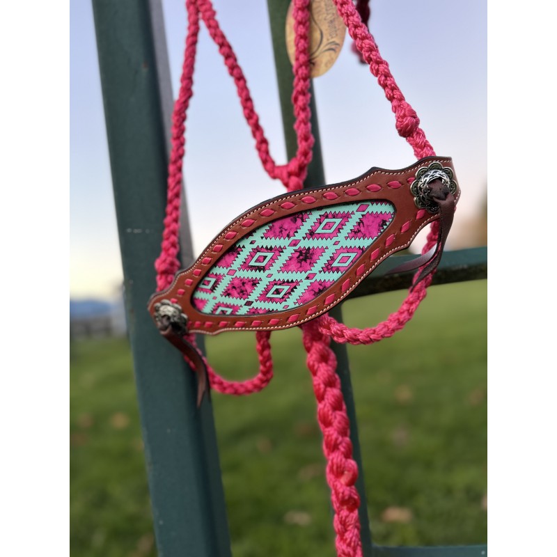 Braided Rope Halter - Pink Aztec