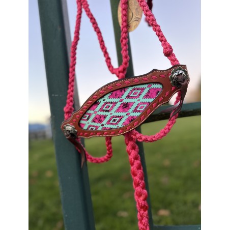 Braided Rope Halter - Pink Aztec